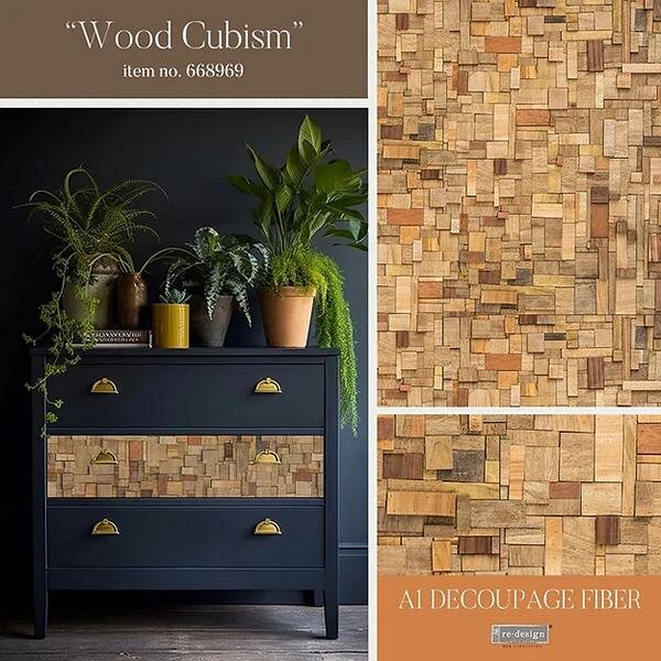Redesign With Prima® Decoupage Fiber Paper "Wood Cubism", 18,86